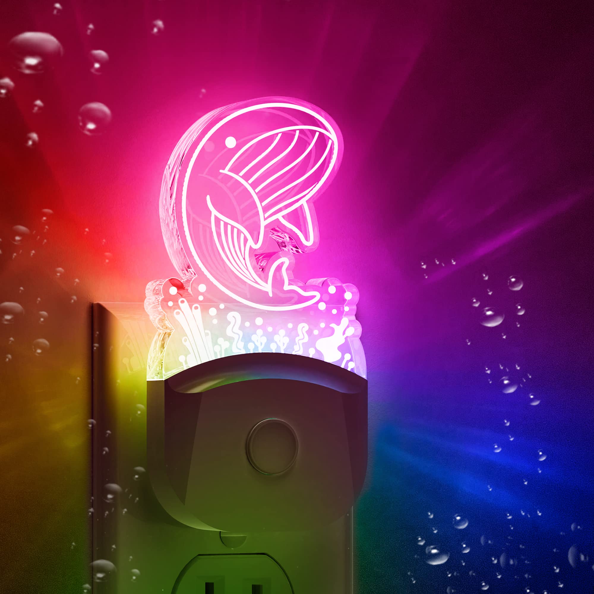 LOHAS Whale Night Light Plug in, Cute Night Light for Kids, Dusk to Dawn Light Sensor, Color Changing Night Lamp, 8 Color RGB Light, Baby Night Light, Gift for Children Nursery, Bedroom Décor, 1 Pack