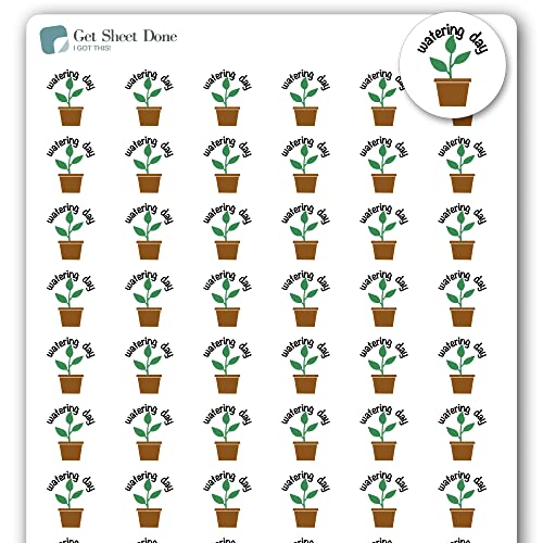 Plant Planner Stickers / 54 Fun Vinyl Stickers (1/2â) / Water Plants Reminder Care Fertilize  / Essential Productivity Life Planner Stickers/Bulleting Journal/ToDo (Matte Vinyl, 1 Sheet)