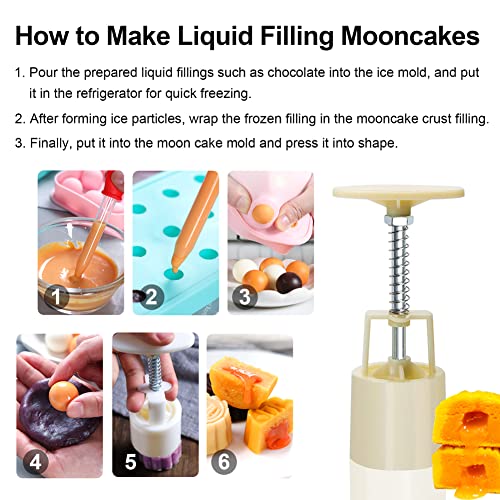 Moon Cake Mold Set 125g, Mid-Autumn Festival Hand-Pressure, Cookie Stamps for baking Mooncake Press for 4 Sets…