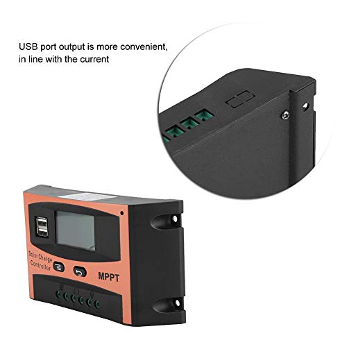 Qiilu 40A Solar Charge Controller, 12V/24V MPPT Solar Panel Regulator LCD Screen with Dual USB Port Auto Battery Controller