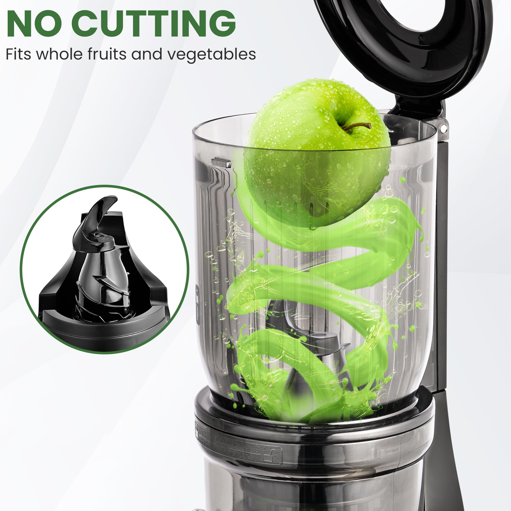 Pukomc Juicer Machines, Cold Press Juicer with 4.1'' Large Feed,Slow Masticating Machines Chute Fit Whole Vegetable And Fruit,High Juice Yield Juicer Easy to Clean