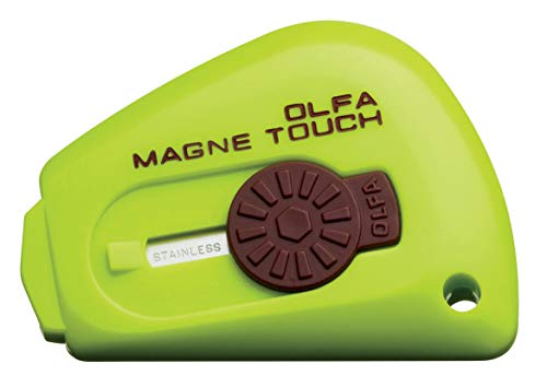 OLFA Magnetic Touch Knives (TK-3M/2P) - Multi-Purpose Disposable Mini Pocket Sized Utility Knife Box Cutter w/ Retractable Stainless Steel Blade & Keychain Hole (2 Pack)