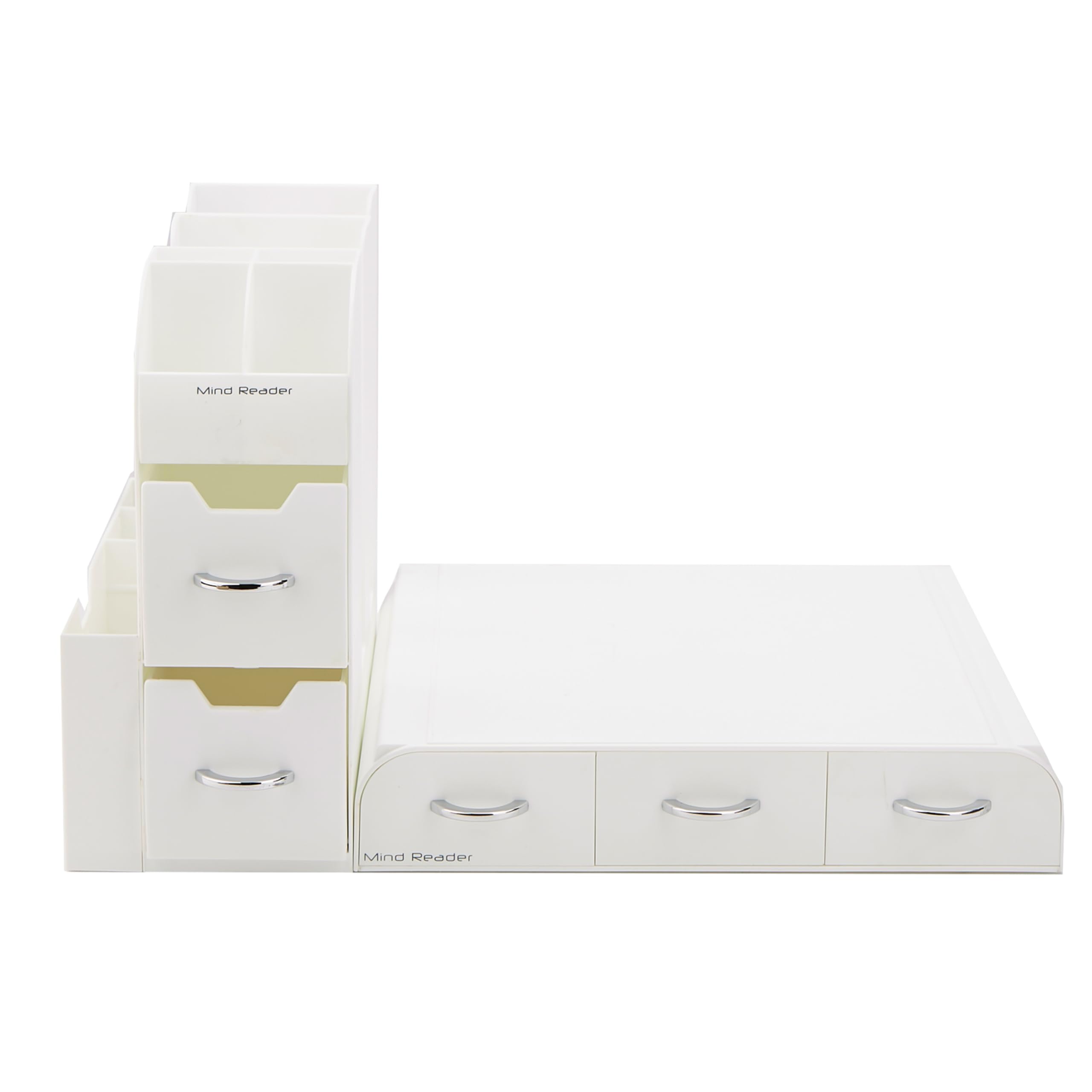 Mind Reader Single Serve Coffee Pod Drawer and Cup Condiment Set, 36 Pod Capacity, 5.35"L x 11.25"W x 11.15"H, 2 Pcs., White