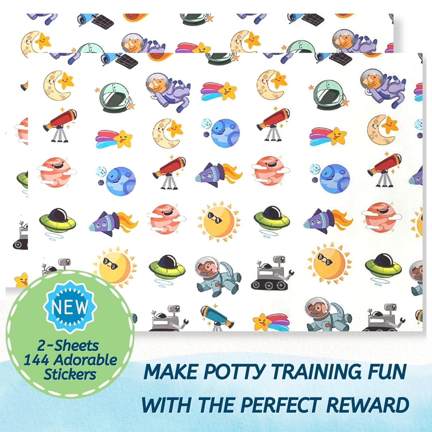 Potty Time: Purple Watch & Sticker Set | Water Resistant, Toilet Training Aid, Warranty Included. (Automatic Timers Plays Music & Flashing Lights for Fun Reminders), Green + Space Sticker Chart Kit