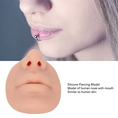 Silicone Nose Mode, Silicone Piercing Model, Nose Model for Piercing, with Mouth Flexible Soft Imitation Nose Model, Reusable Nose Displays, for Practice Training (Medium Skin Color)