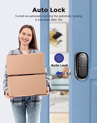 Hugolog Smart Lock,Touchscreen Deadbolt Remote Wireless Control & Bluetooth Keyless Door Entry Easy Installation and Program High Security Material for Metal Home & Office