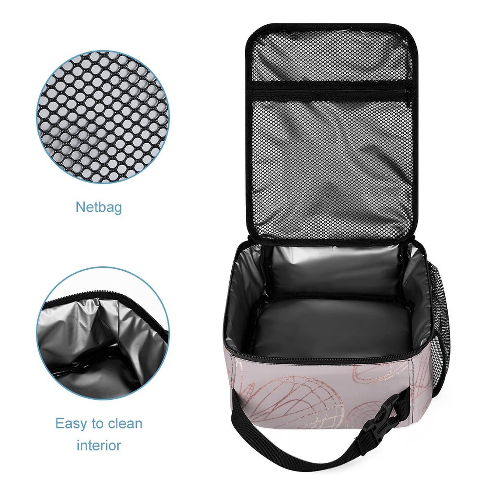 LynaRei Insulated Lunch Box Butterfly Rose Gold Portable Lunch Bag Reusable Small Cooler Lunchbox for Men Women Picnic Travel