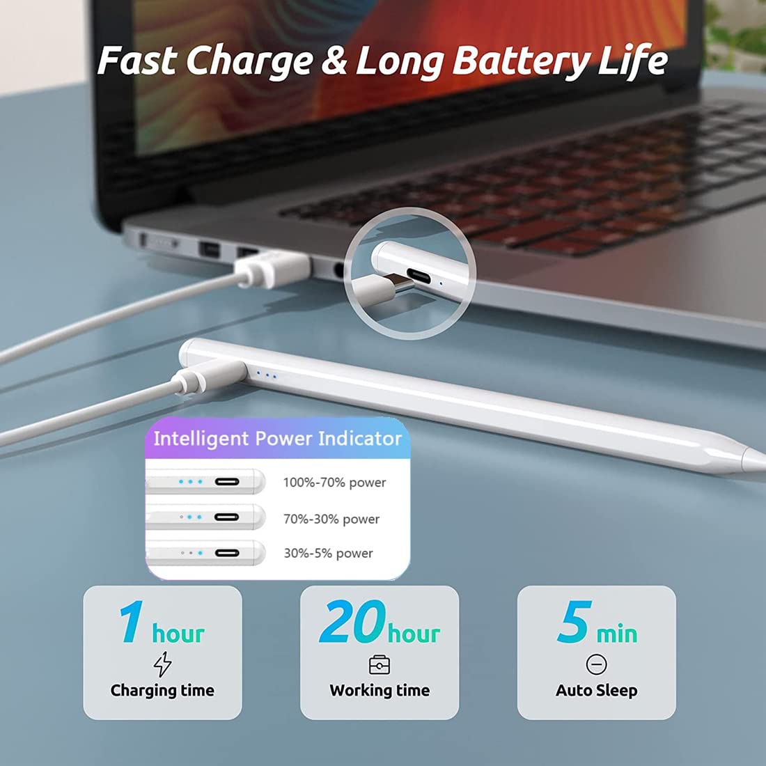 Stylus Pen Compatible with Apple iPad. Palm Rejection, Tilting Detection, Magnetic Adsorption for APESU Digital Pencil Compatible with iPad Pro ,iPad Gen,iPad Mini,iPad Air,2018 and Later Model.