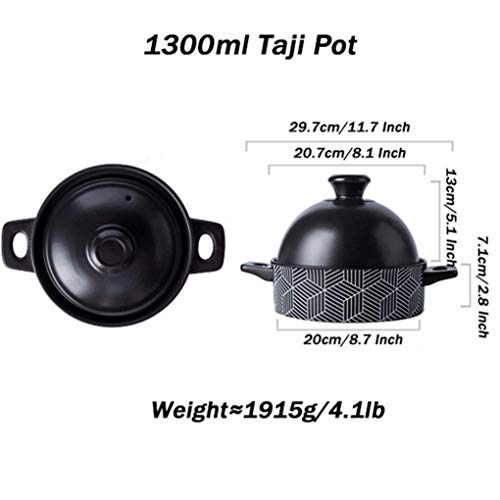 MYYINGBIN 1.3 Liter Moroccan Tagine Slow Cooker Clay Casserole Suitable for Electric Steamer Oven Dishwasher Disinfection Cabinet Microwave Oven Open Flame