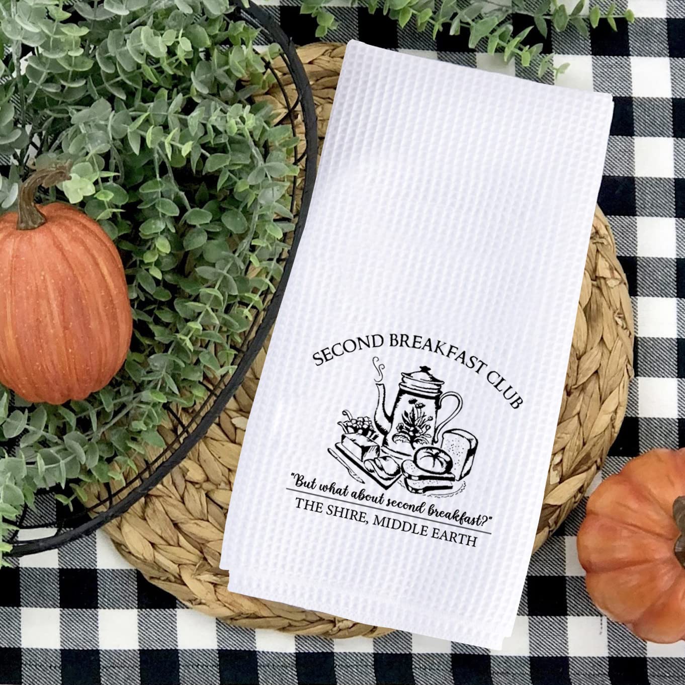 LOTR Movie Inspired Kitchen Decor But What About Second Breakfast Club Kitchen Towel Dish Towel Tea Towel (Second Breakfast Towel)