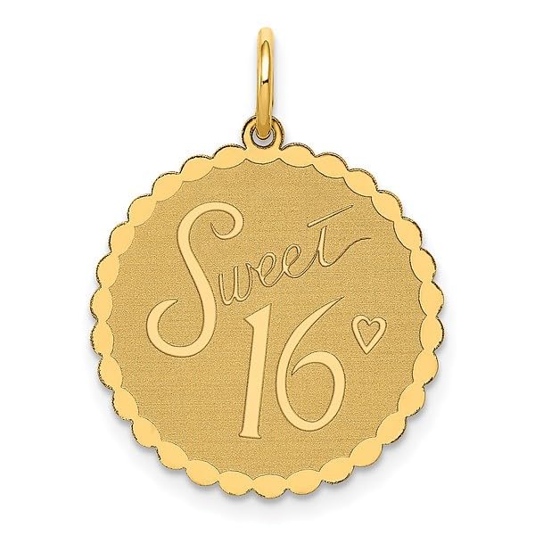 IceCarats 14K Yellow Gold Sweet 16 Disc Necklace Charm Pendant Only