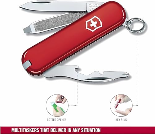 Victorinox Rally 58mm Swiss Army Knife - 9 Function Small Pocket Knife, Red