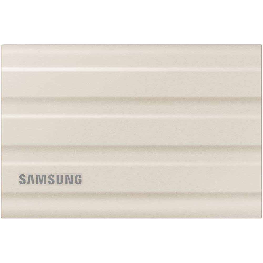 SAMSUNG MU-PE1T0K/AM T7 Shield Portable Solid State Drive 1TB, Beige (2022) Bundle with Lexar 32GB 800x UHS-I SDHC Memory Card and Microfiber Cleaning Cloth