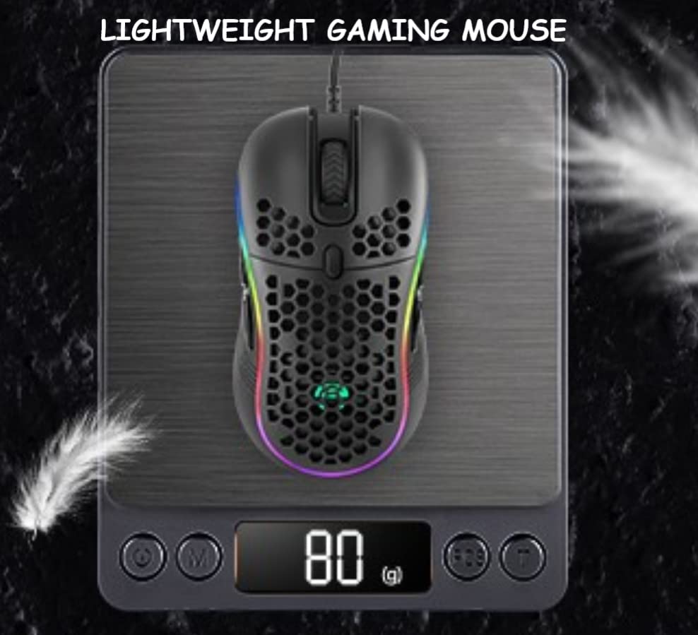 JEMPET MARVO Wired Gaming Mouse: Honeycomb Shell Programmable Button USB Computer Mouse for Windows PC & Laptop Gamers
