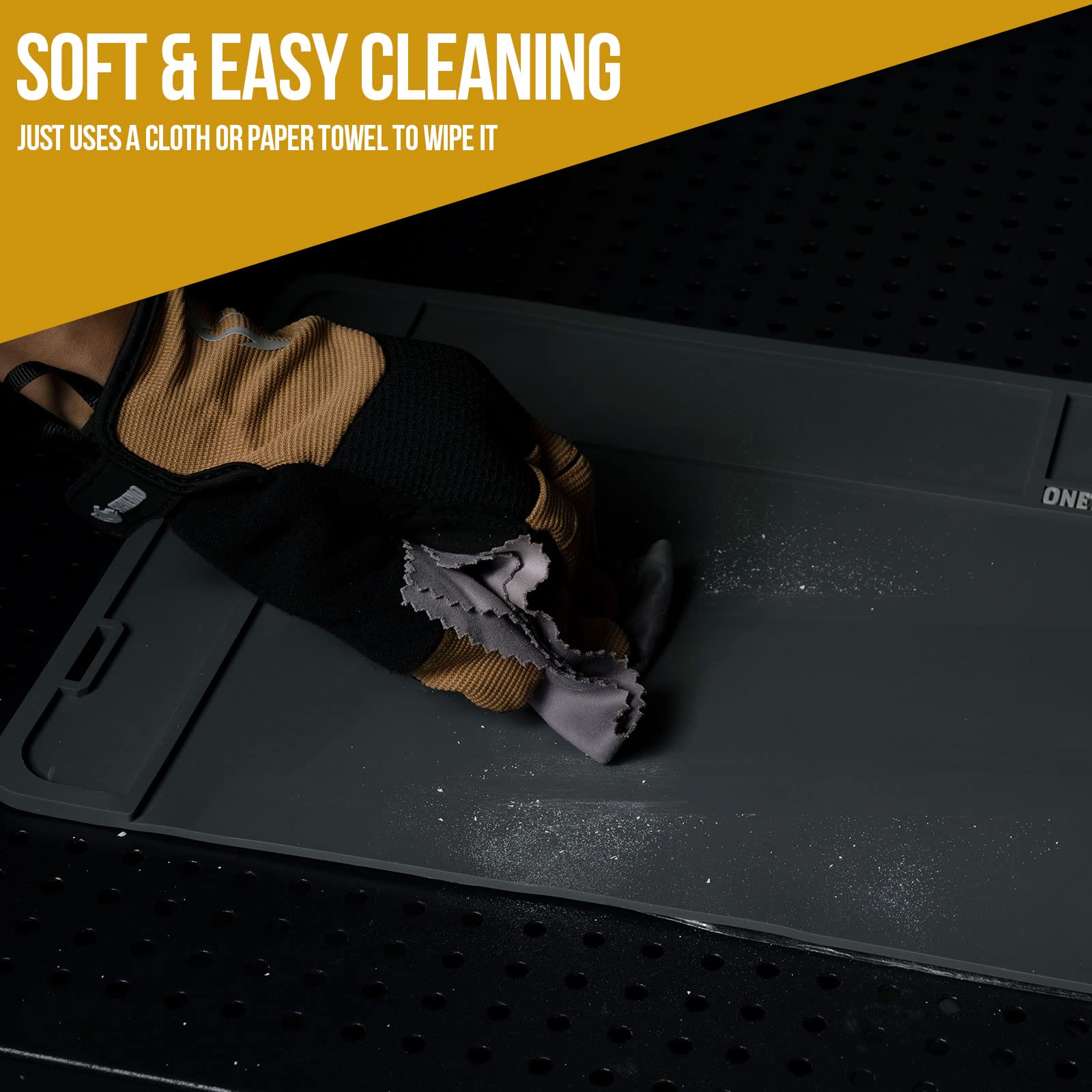 OneTigris Cleaning Mat - Anti-Slip Rubber Mat Magnetic Maintenance Mat, 16.57"x 10.39"