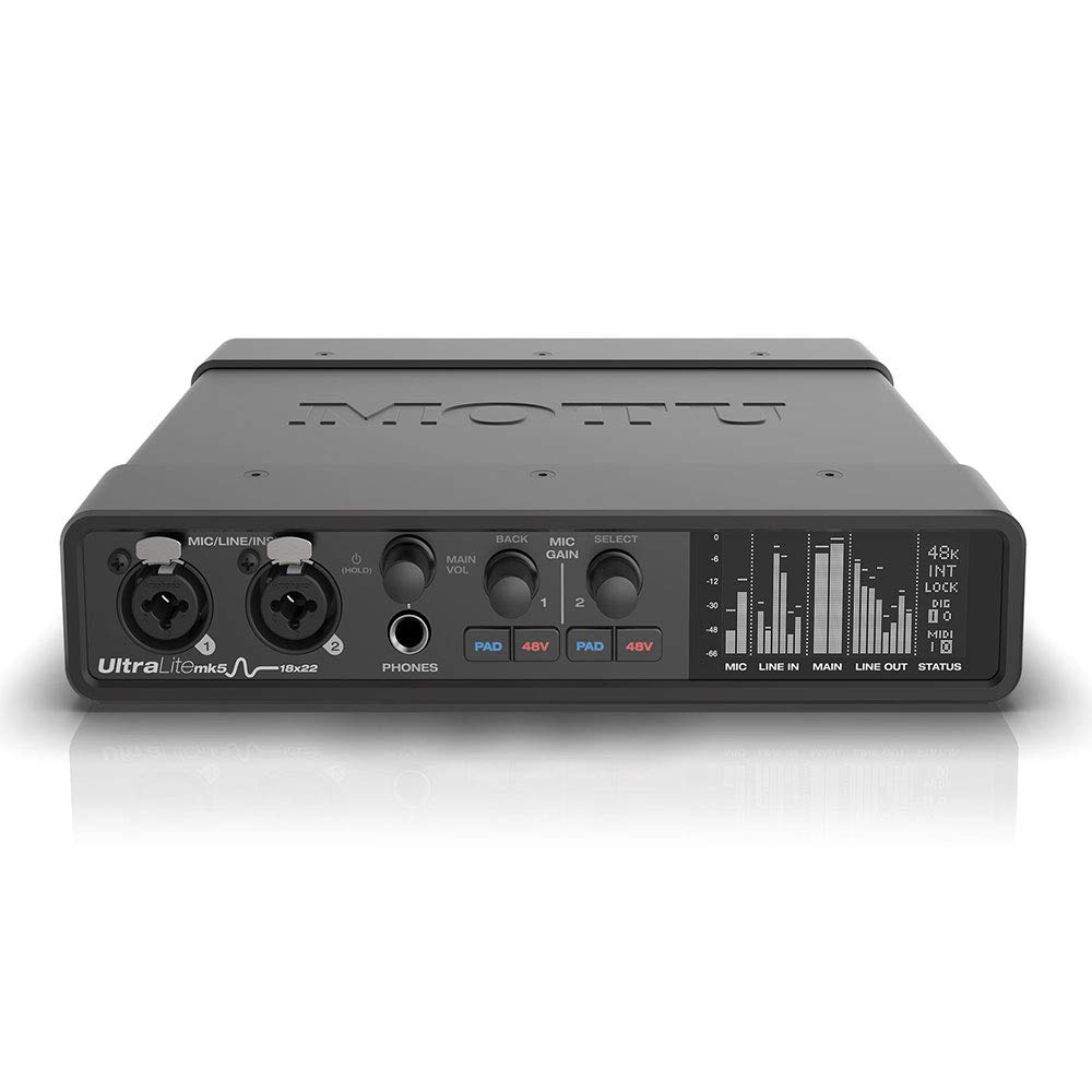 MOTU UltraLite-mk5 Desktop 18x22 USB Type-C Audio/MIDI Interface Bundle with IOGEAR USB Type-C To USB Type-C Cable and 20" XLR-XLR Cable