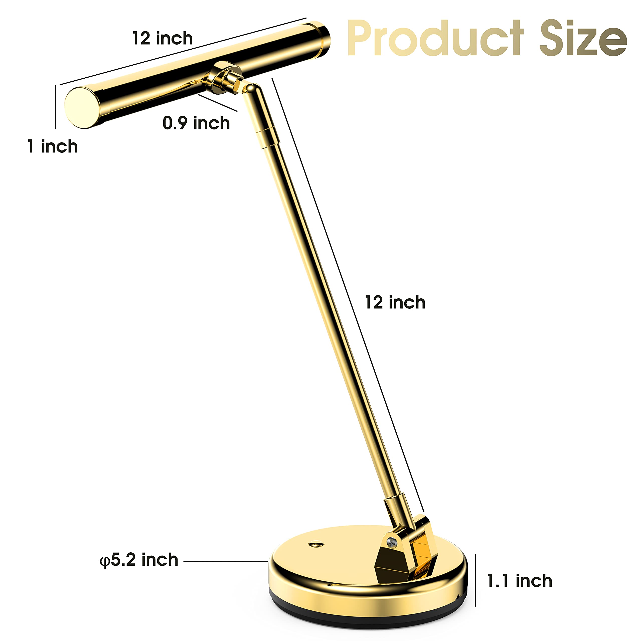 Kesito LED Piano Light, Piano Desk Lamp, Warm Light, with Plug-in Adapter, Gold (Warm Light)