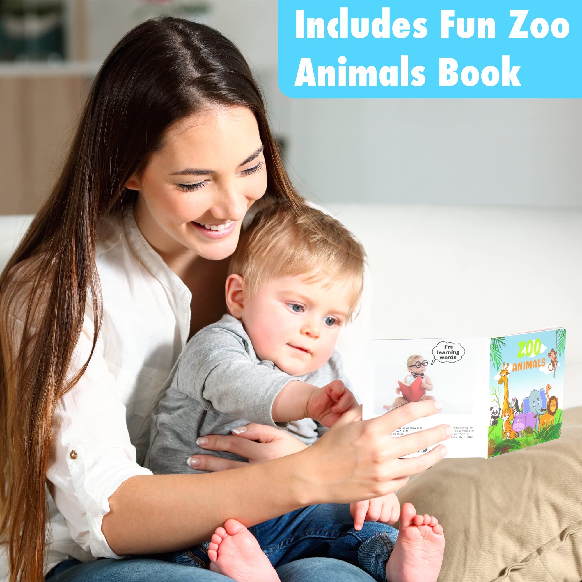 Pidoko Kids Activity Table for Toddlers - Gift Set Bundle for Boys & Girls 18 months and up - includes Stacking Cups and a Zoo Book