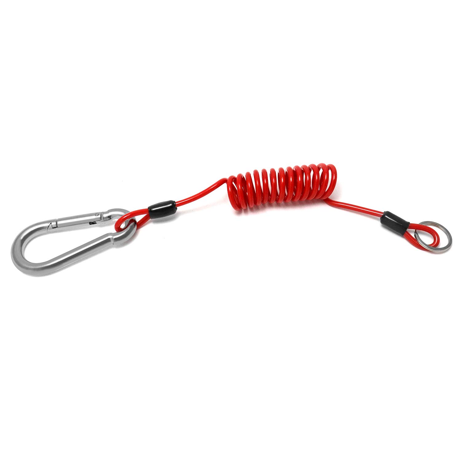 QWORK Breakaway Trailer Cable, 1 Pack 4 Ft Trailer Brake Safety Cable Spring Towing Coiled Wire with Clip, Stainless Steel Spring Towing Coiled Wire for RV Trailer Emergency