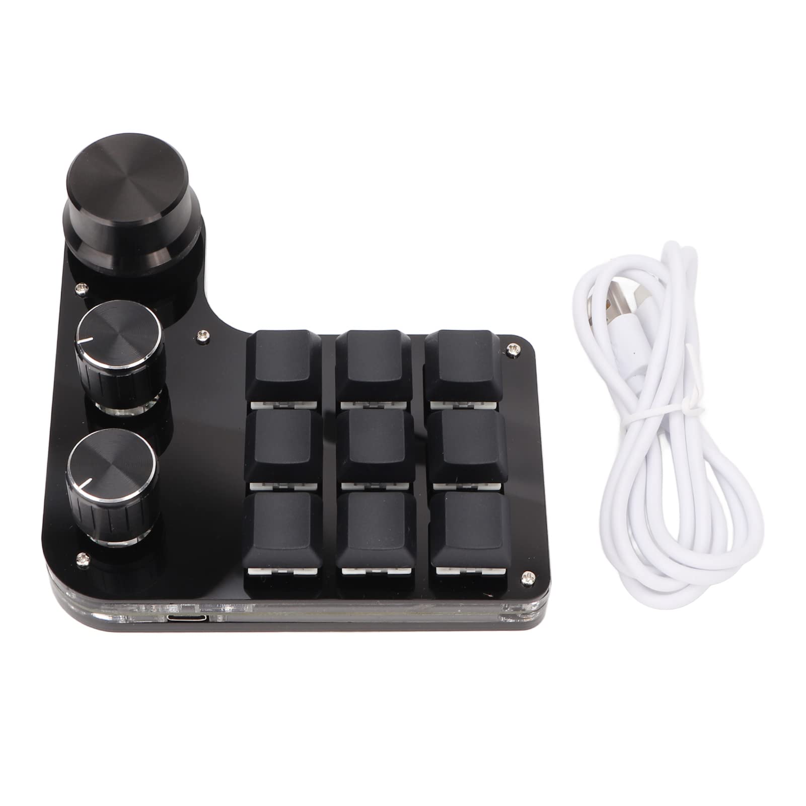 RGB Mechanical Gaming Keyboard 9 Key, One Handed Macro Keypad, LED Backlit Programmable Macro Mechanical Keyboard 3 Knob Blue Switch, for PC Game