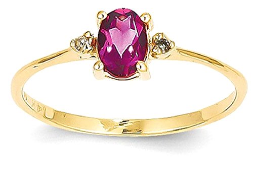 IceCarats 14K Yellow Gold Diamond Pink Tourmaline October Birthstone Ring Gemstone Band Size 6