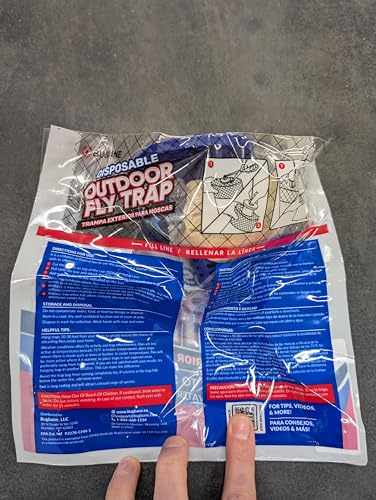 Outdoor Fly Traps. 2 Natural Pre-Baited Fly Bags - Disposable Big Bag Fly Trap Bag Fly Catchers. Stable Horse Ranch Fly Trap. Disposable Outdoor Hanging Fly Killer