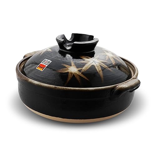Yokkaichi Banko-yaki Donabe Clay Pot : Elegant Autumn Leaf Earthenware Pot – Microwave and Oven safe-Perfect for Stewed & Hot Pot Dishes, Made in Japan (8)