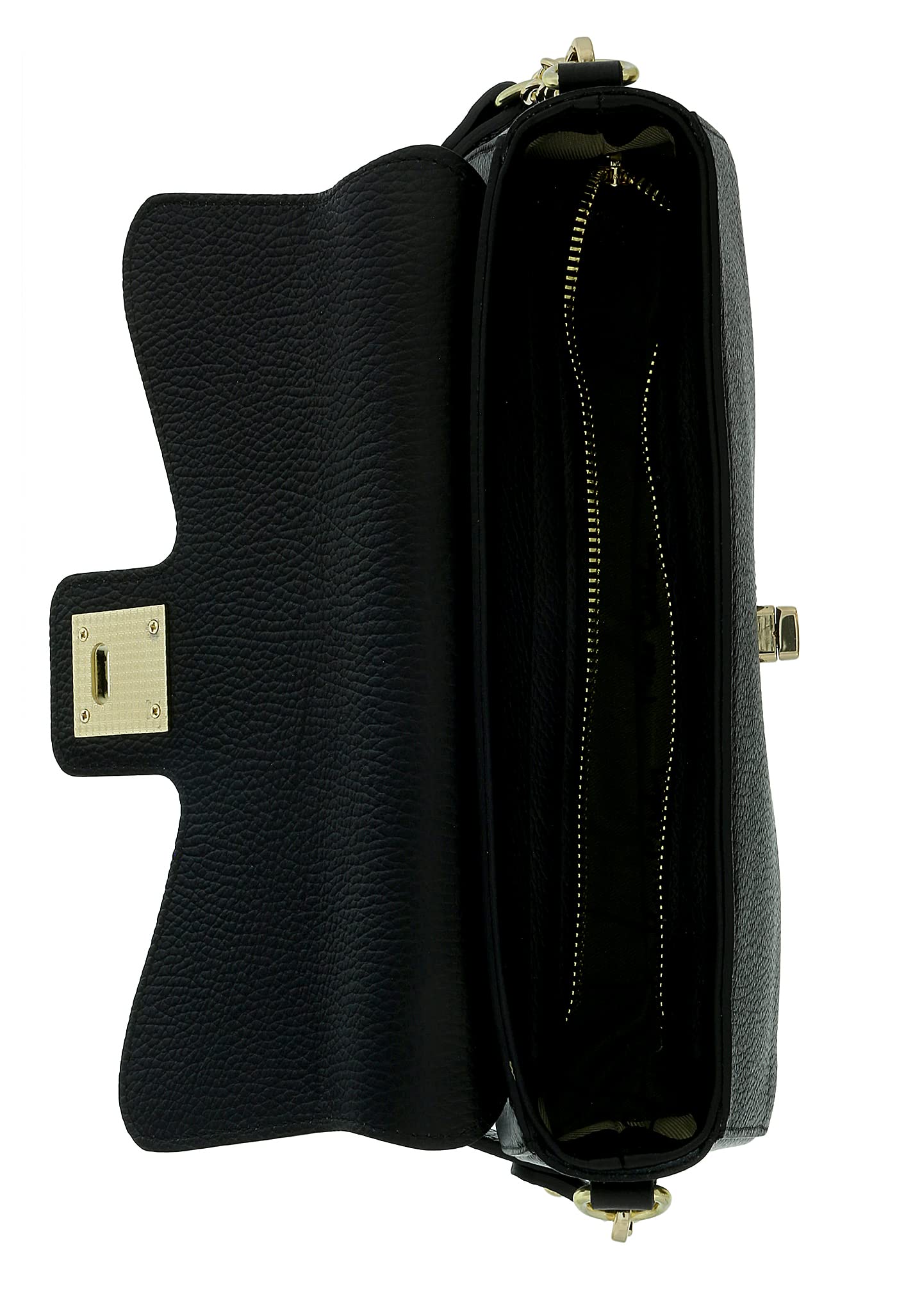 Pierre Cardin Black Leather Medium Structured Logo Shoulder Bag for womens