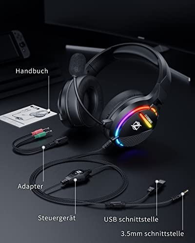 Ozeino Gaming Headset 3D Stereo Surround Headset with Microphone, Lightweight