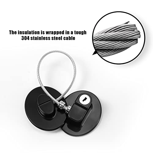 SAVITA 2pcs Refrigerator Door Locks with 2pcs Keys Stainless Steel Adhesive Refrigerator Door Locks Freezer Lock Child Proof Fridge Locks for Cabinet Cupboard Drawer Kitchen (Black)