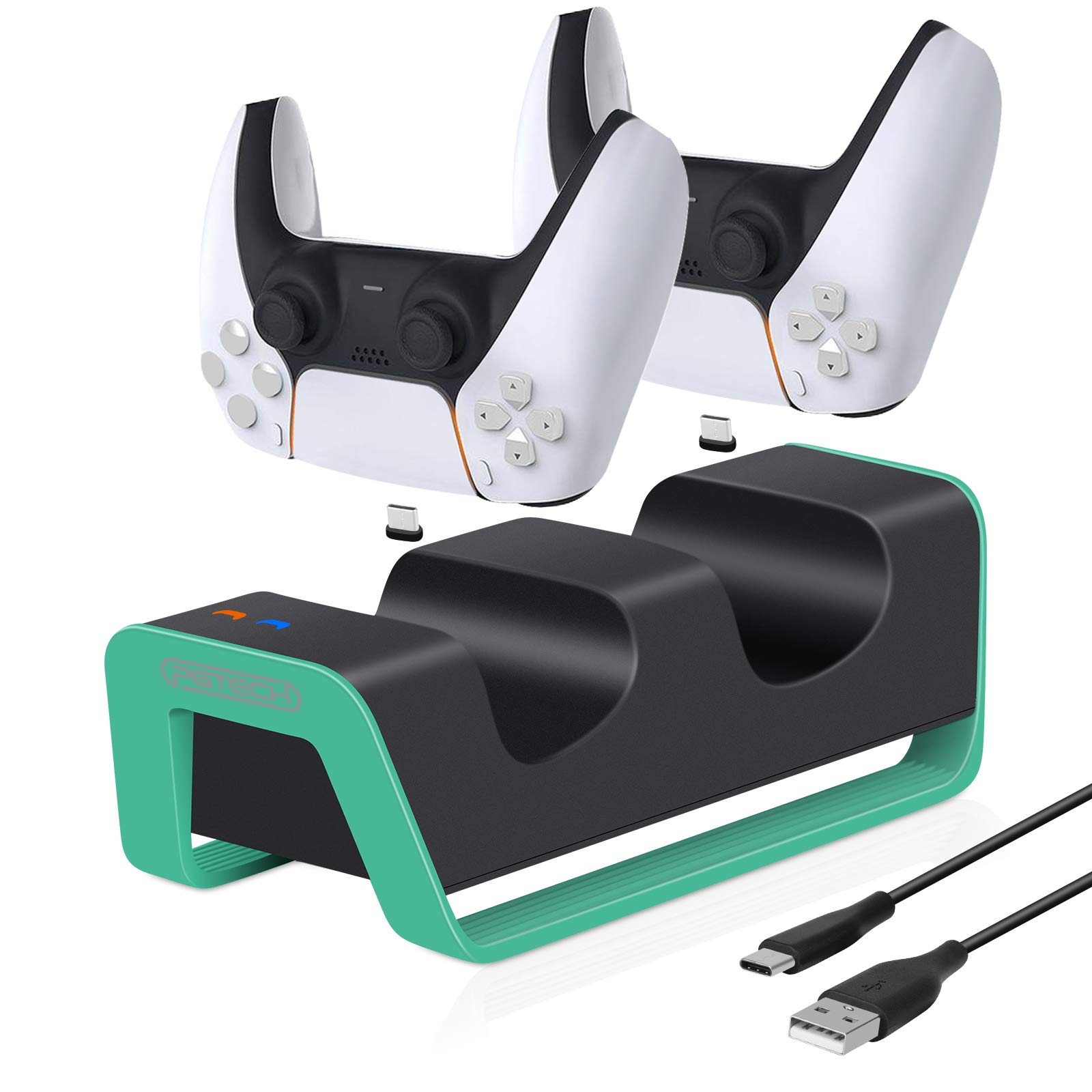 PS5 Controller Charging Station with Fast Dual Charging Dock PS5 Controller Charger for Playstation Dualsense Wireless Controller with LED Indicator, Green