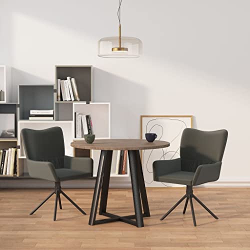 vidaXL Swivel Dining Chairs in Luxurious Dark Gray Velvetā Modern and Stylish, Comfortable Foam-Filled Seat, Perfect for Elegant Dining and Living Spaces