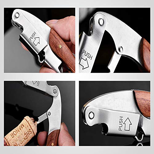 Professional Waiter Corkscrew Wine Key for Bartenders Set of 3,With Long Rosewood Handle Stainless Steel Handle Wine Opener for Bar Restaurant Waiters, Sommelier, Bartend (Big Wood 3 Packs)