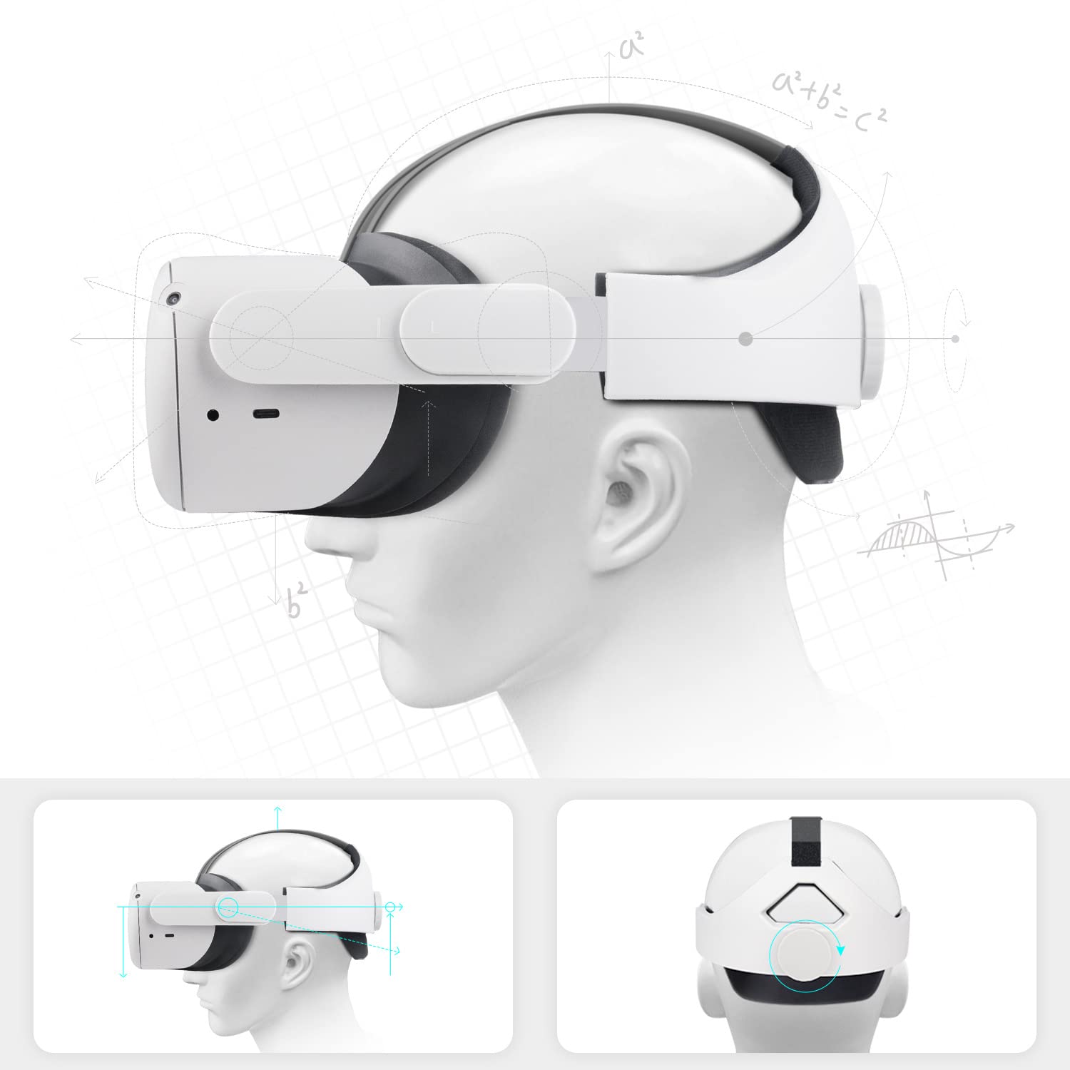 Numy Adjustable Halo Strap for Oculus Quest 2 VR,Increase Supporting Force and Improve Comfort-Virtual Reality Accessories(White)