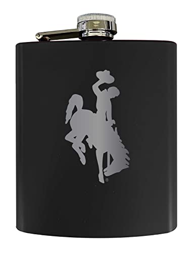 University of Wyoming Matte Finish Stainless Steel 7 oz Flask (Black)