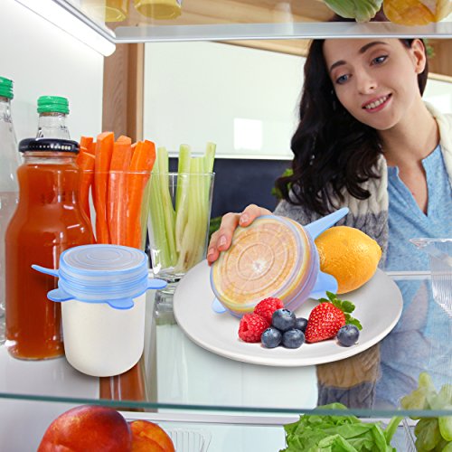 Orblue Stretchable Silicone Lids 6-Pack Small for Fresh Food Storage - Seal in Flavors, Keep Food Fresh and Reduce Waste (2.6 Inches stretches to 3.5 inches)