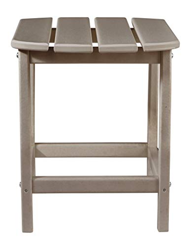 Signature Design by Ashley Sundown Treasure Outdoor Patio HDPE Weather Resistant End Table, Brown
