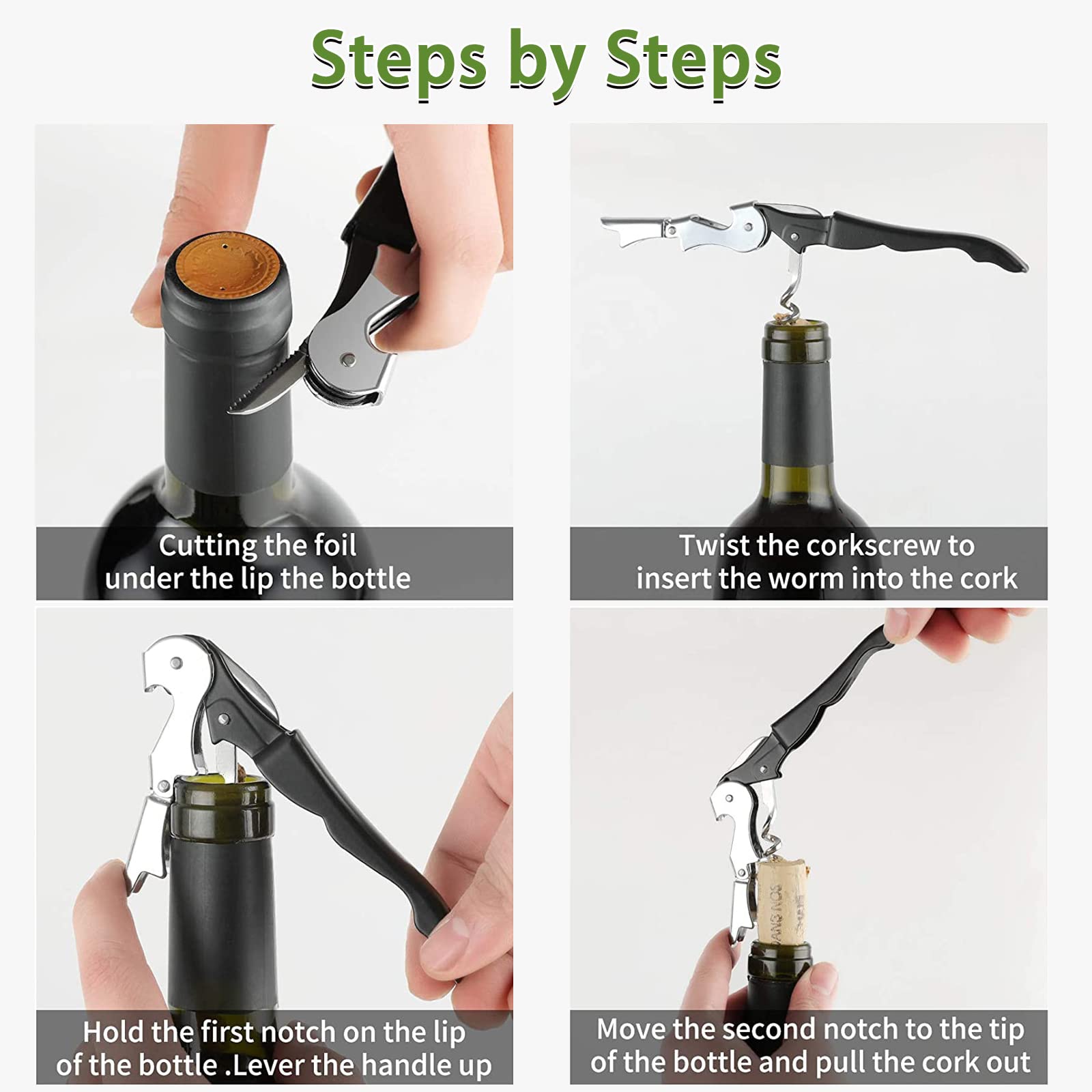 Professional Wine Opener,Best Bottle Opener For Beer or Wine, All-In-One Waiters Corkscrew,The Favored Choice of Sommeliers, Waiters and Bartenders Around the World,10Packs