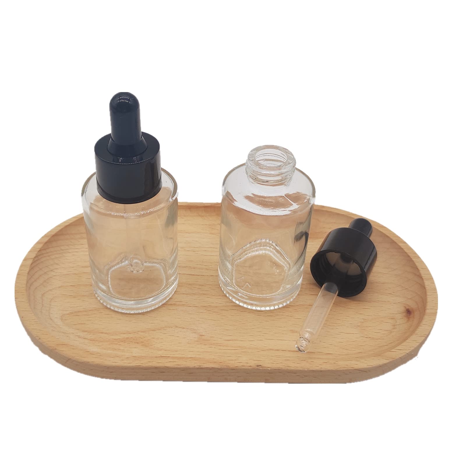 PimyRcyi 1 oz Dropper Glass Bottle,Essential Oil Bottles with Dropper,30ml Serum Container Essence Vials Round(Clear,12PCS)