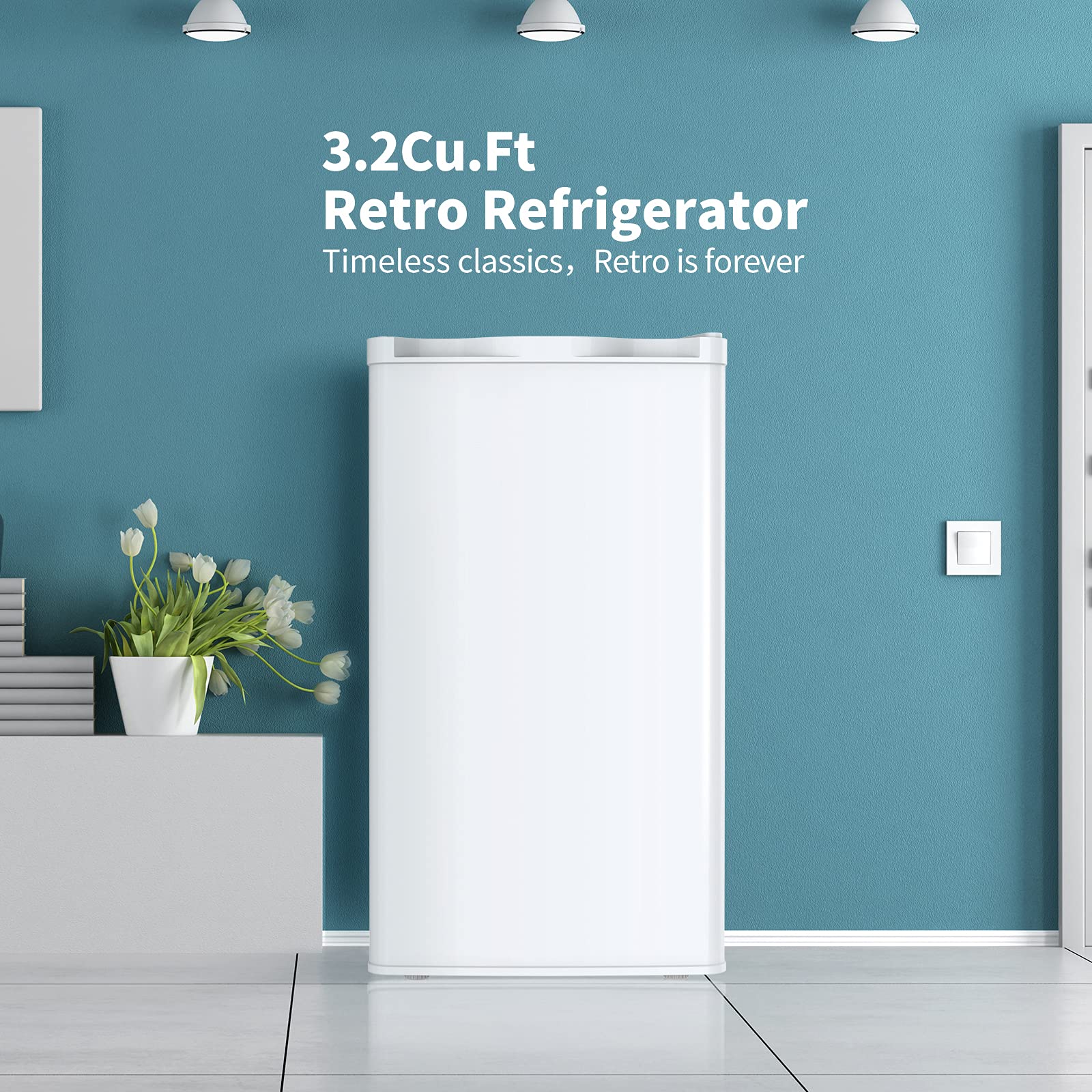 N A Mini Refrigerator Compact Refrigerator Small Drink Food Storage Machine for Dorm, Garage, Camper, Basement or Office, Single Door Mini Fridge, 3.2 Cu.Ft (White)