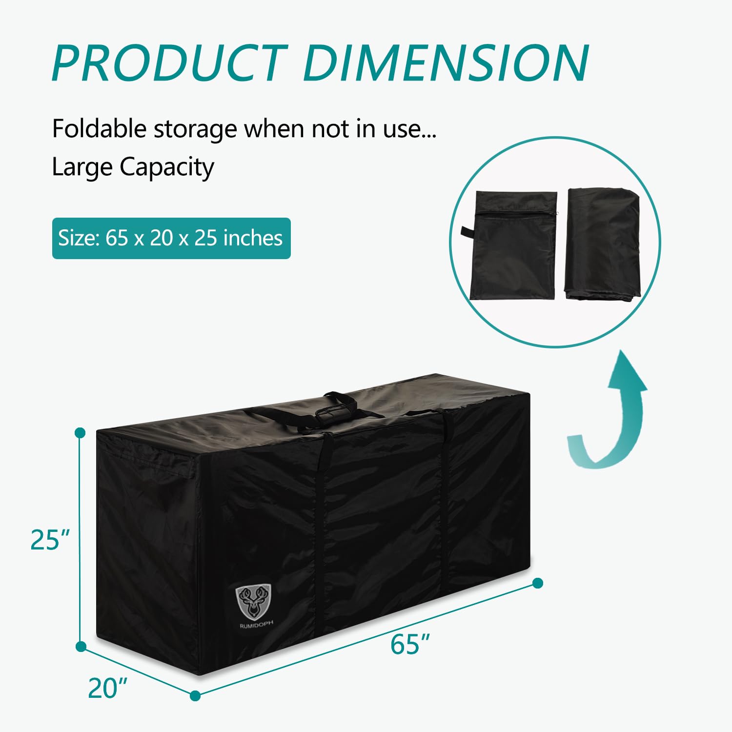 RUMIDOPH Christmas Tree Storage Bag, Outdoor Cushion Storage Bag 65 Inch Waterproof Extra Large Patio Cushion Storage Bags with Zipper, Xmas Tree Bag Holder