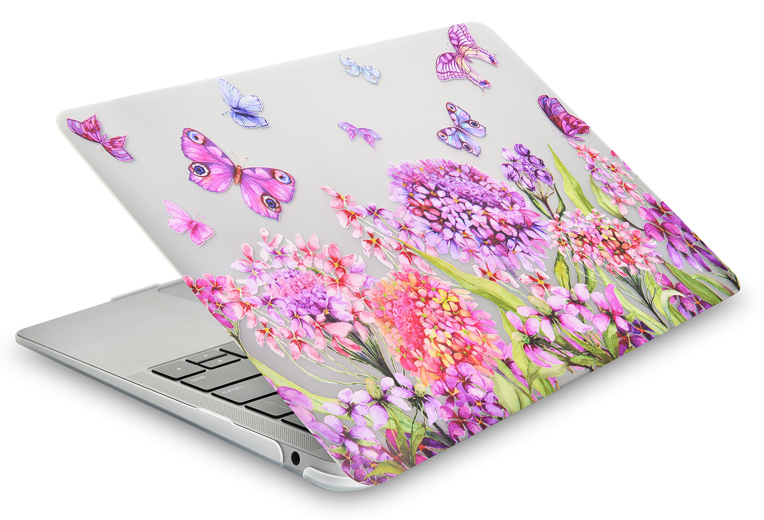 KECC Case Compatible with MacBook Air 13 inch Case A2337 M1 A2179 A1932 Retina Display + Touch ID Plastic Hard Shell + Keyboard Cover + Slim Sleeve + Screen Protector + Pouch(Clear Flowers Design 11)