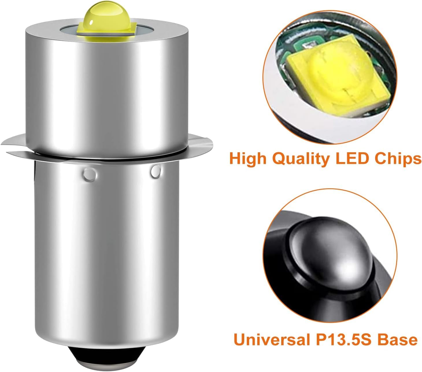 JESLED Upgrade LED Flashlight Bulb, 12V 18V 19.2V 6-24 Volt, 3W 247LM, PR2 P13.5S Maglite LED Conversion Kit for Ryobi Milwaukee Craftsman Lamp Torch Lantern Work Light, Maglit Bulbs Replacement 1Pack