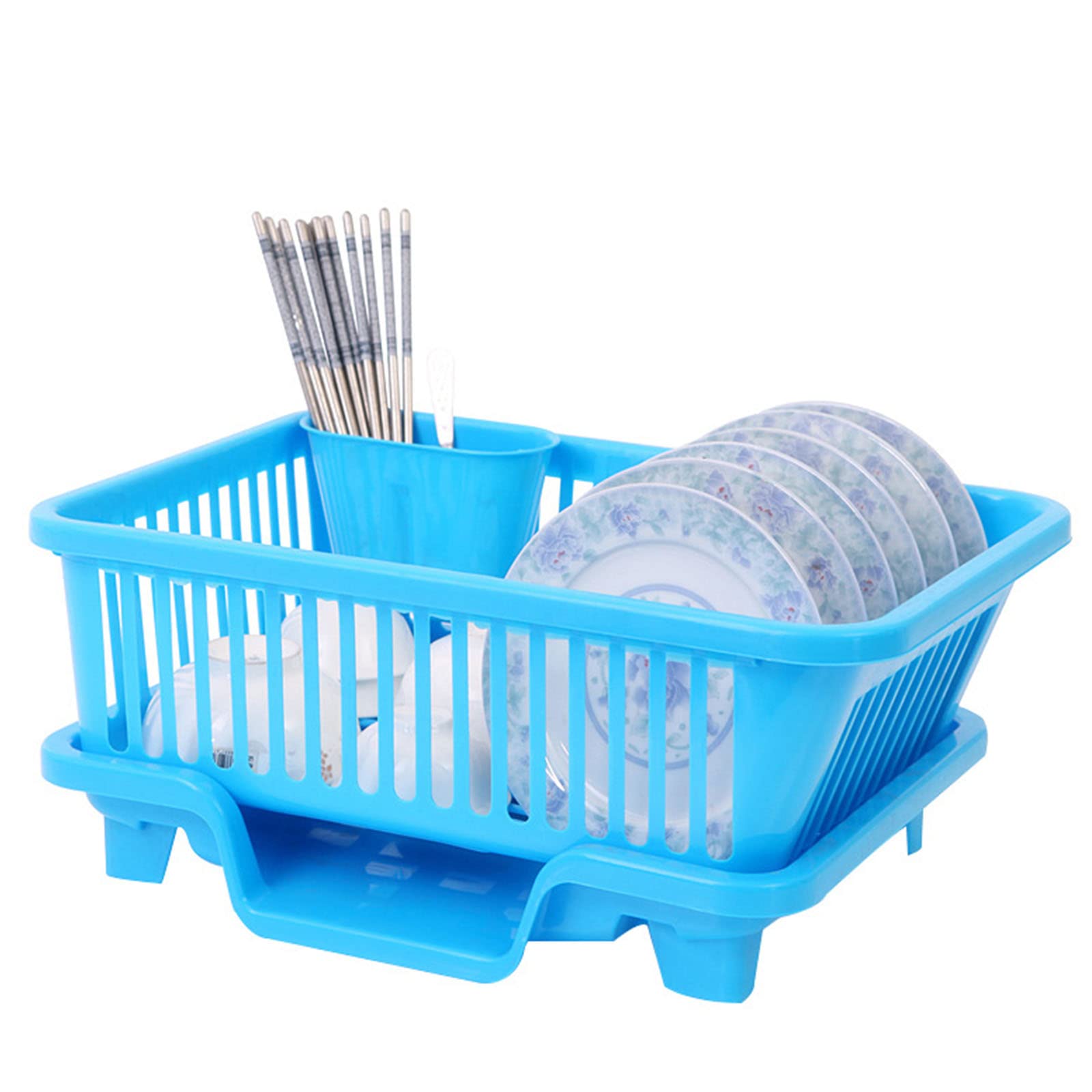 kuranai Dish Drying Sink Drainers Water Rack,Heavy Duty Sturdy Hard Plastic Sink Set with Removable Drainboard,Bowl Rack,Cup Rack,Cutlery Rack for Home Kitchen Sink Organizers(Front-Sink Drain Rack)