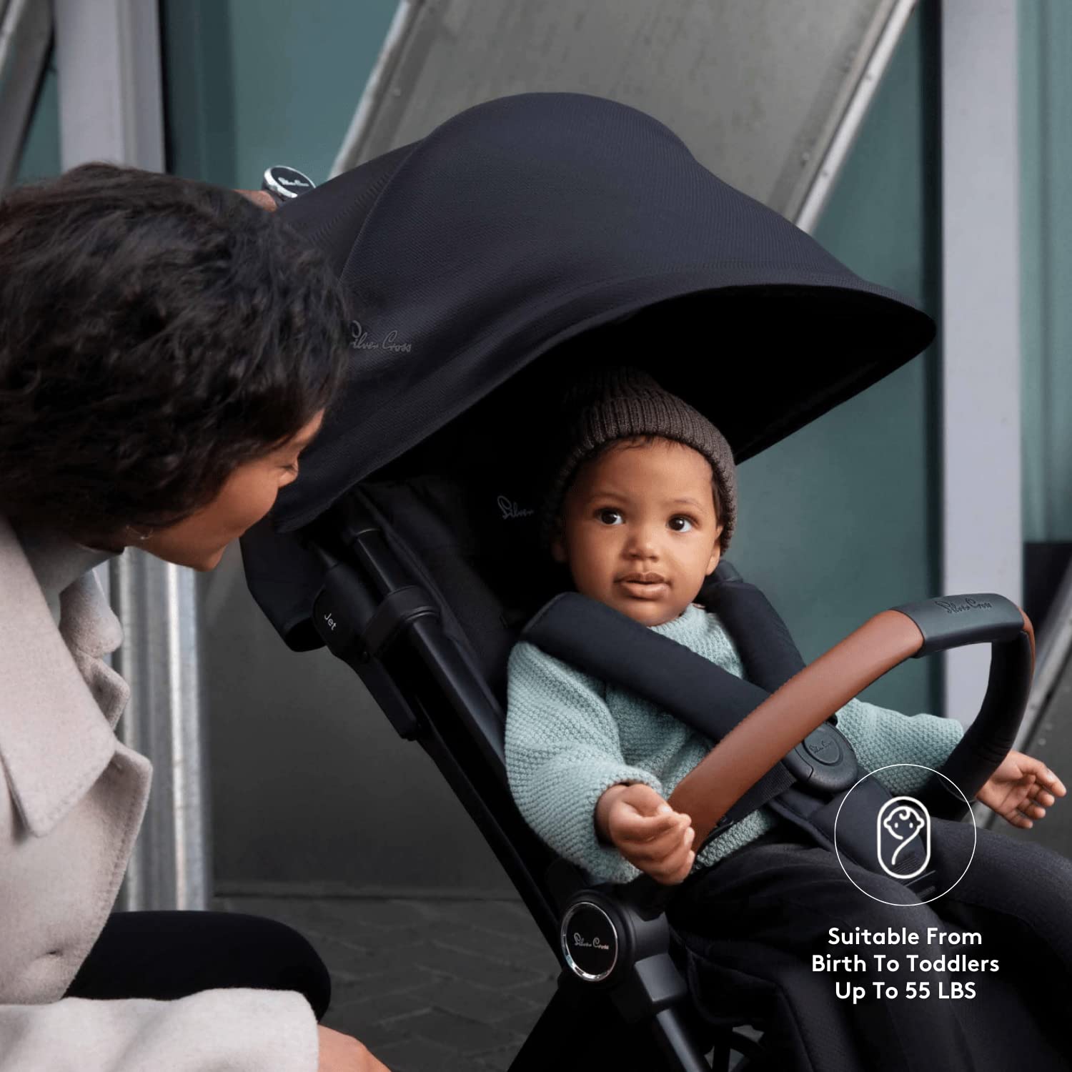 Silver Cross Jet Series - Full Size TSA Approved Infant & Toddler Stroller - Lightweight, Compact & Easy to Fold, with All-Terrain Wheels and One-Handed Recline (Eclipse, Jet-3)