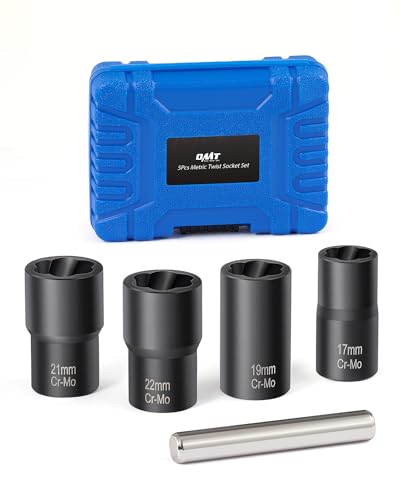 OMT Twist Socket Tool Set, 1/2" Drive 5pc Nut and Bolt Extractor Set, Rounded Bolt & Stripped Lug Nut Remover Tool Kit