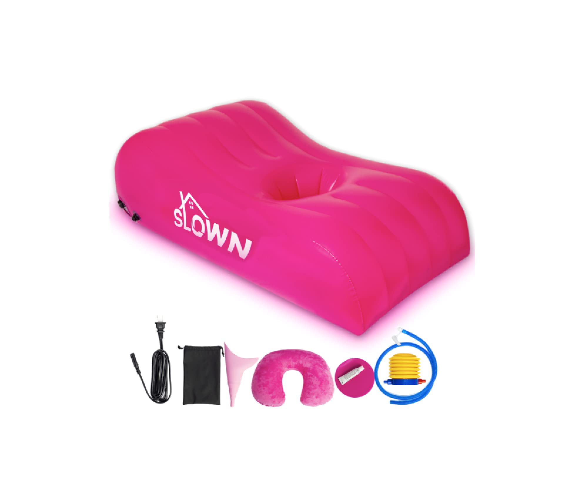 Slown BBL Bed - Inflatable BBL Mattress with Hole After Surgery for Butt Sleeping, Brazilian Butt Lift Recovery, BBL Bed with Hole with Built-in Electric Air Pump, Neck Pillow and Urination Device