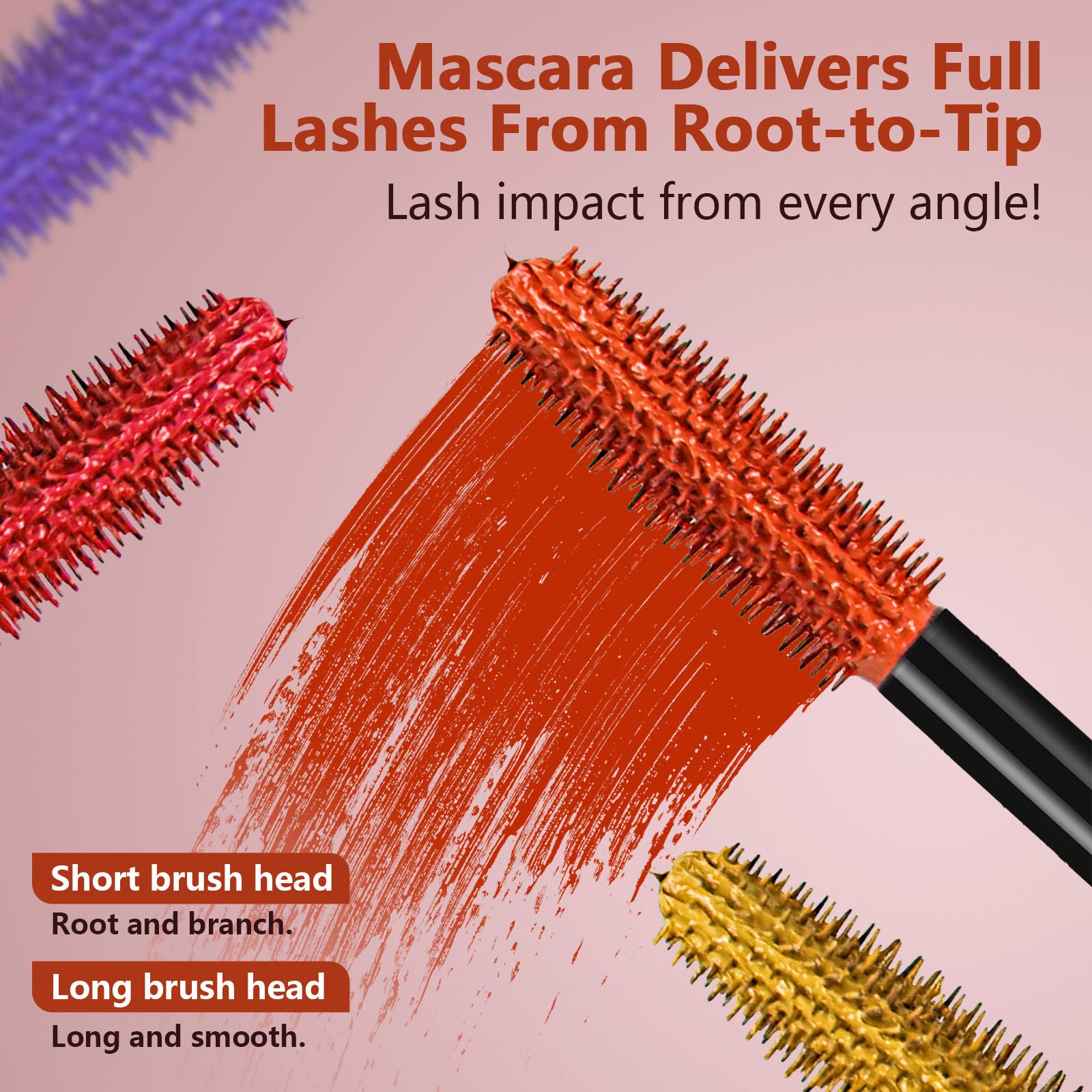 Long Lasting Smudge-Proof Lash Sensational Mascara, FantasyDay 6 Pcs 0.5 Fl Oz Washable Volumizing Lengthening Defining Curling Eyelash Makeup Set - Lift Separates Eye Lashes False Lash Effect Mascara