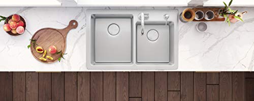 Ruvati 33 x 22 inch Drop-in Topmount Kitchen Sink 16 Gauge Stainless Steel 60/40 Double Bowl - RVM5166