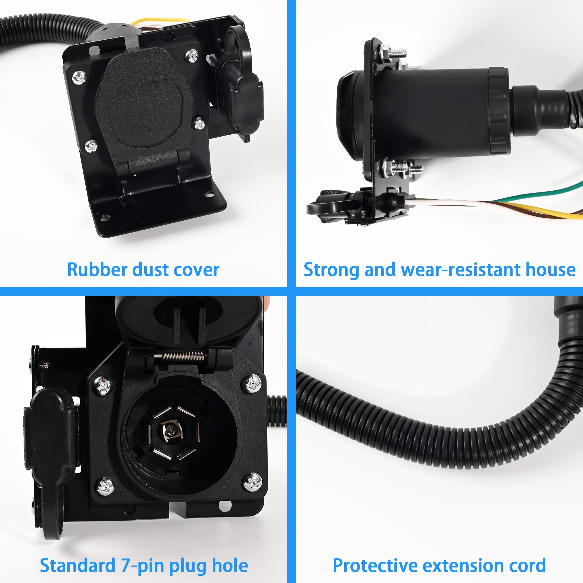 ikare 4-Way to 7-Way RV Blade and 4-Way Flat Female Trailer Wiring Adapter Connector Kit